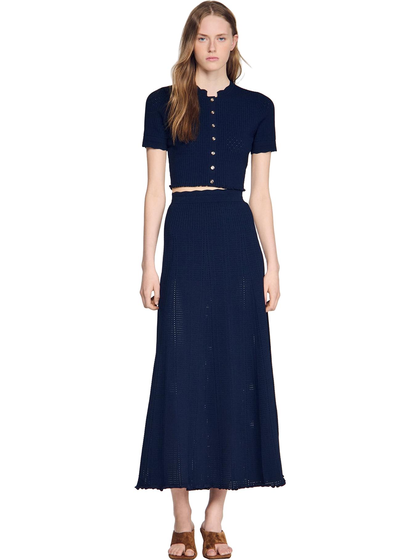 SANDRO Sandro Pointelle Knit Maxi Skirt